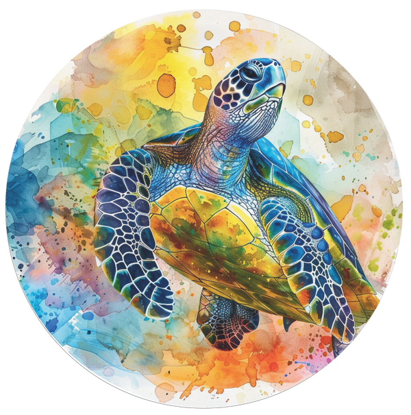 Watercolor Swimming Sea Turtle Round Sign – RCL Signs and More