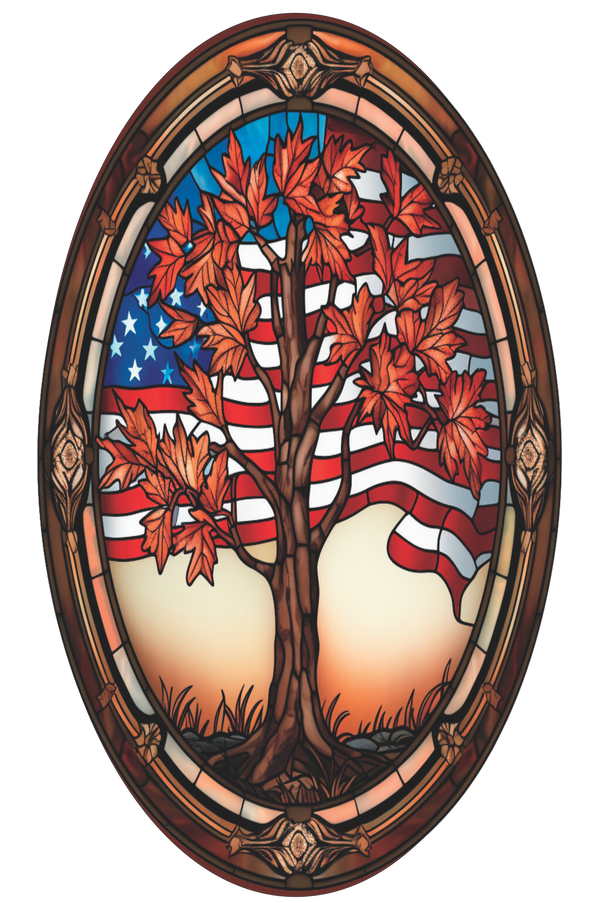 Fall Tree Patriotic Oval Sign – RCL Signs and More