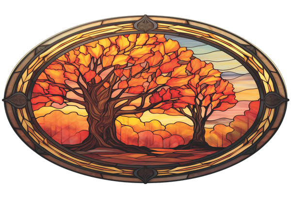 Fall Trees Stained Glass Oval Sign – RCL Signs and More