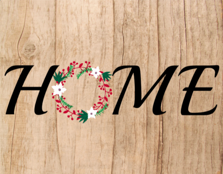 Home sign- Red Green and White Wreath – RCL Signs and More