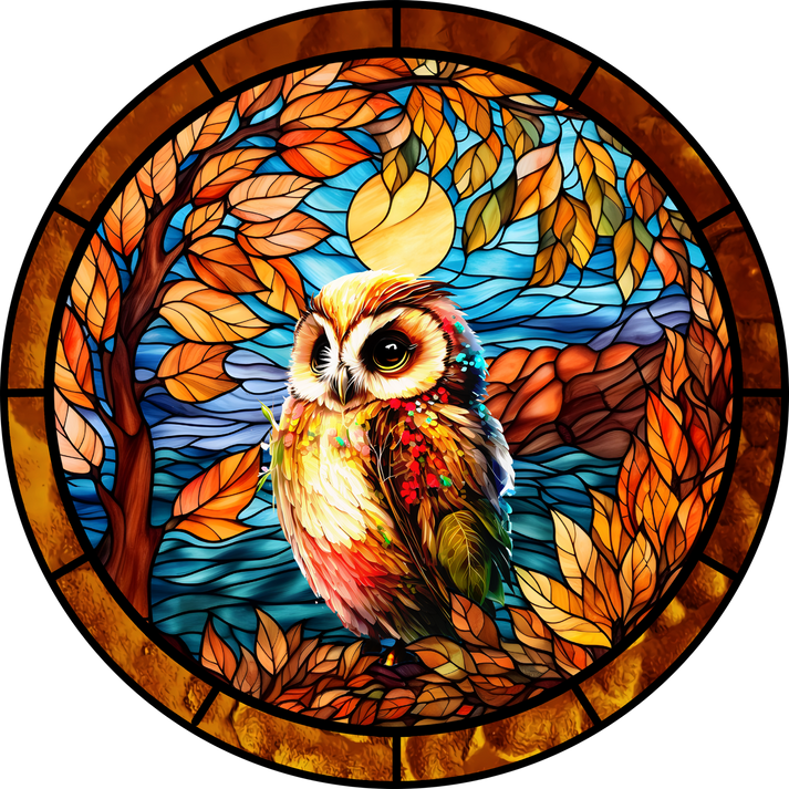Stained Glass Look Owl Round Sign Rcl Signs And More
