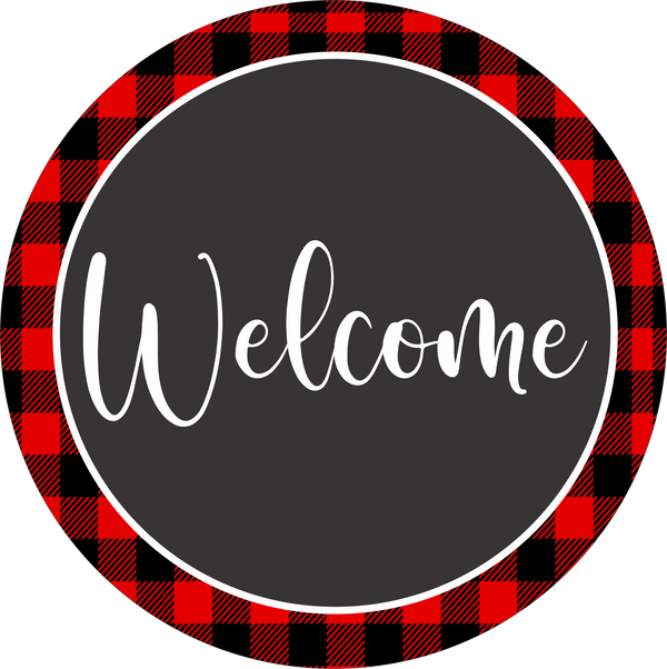Welcome Red and Black Sign Plaid – RCL Signs and More