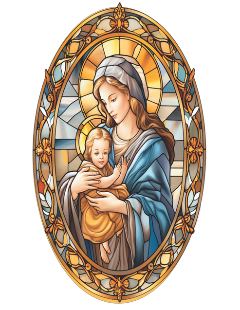 Mother and Child Faux Stained Glass Oval Sign – RCL Signs and More